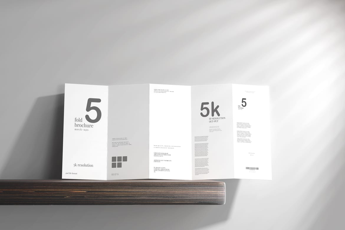 Five Fold DL Brochure Mockups | Premium & Free PSD Mockup Store
