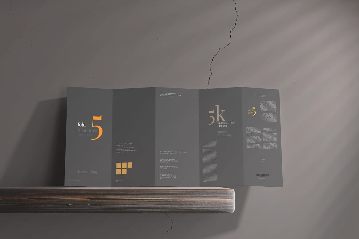 Five Fold DL Brochure Mockups | Premium & Free PSD Mockup Store