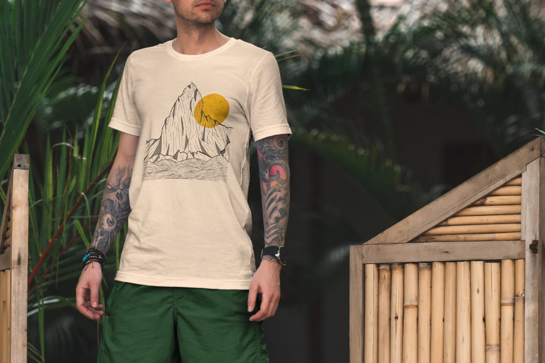 T-Shirt Mockup Male Model City Scene 14 | Premium & Free PSD Mockup Store