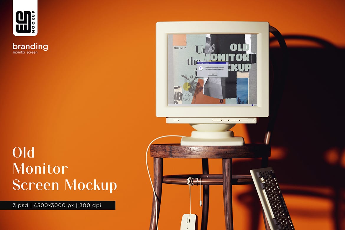Old Monitor Screen Mockup | Premium & Free PSD Mockup Store