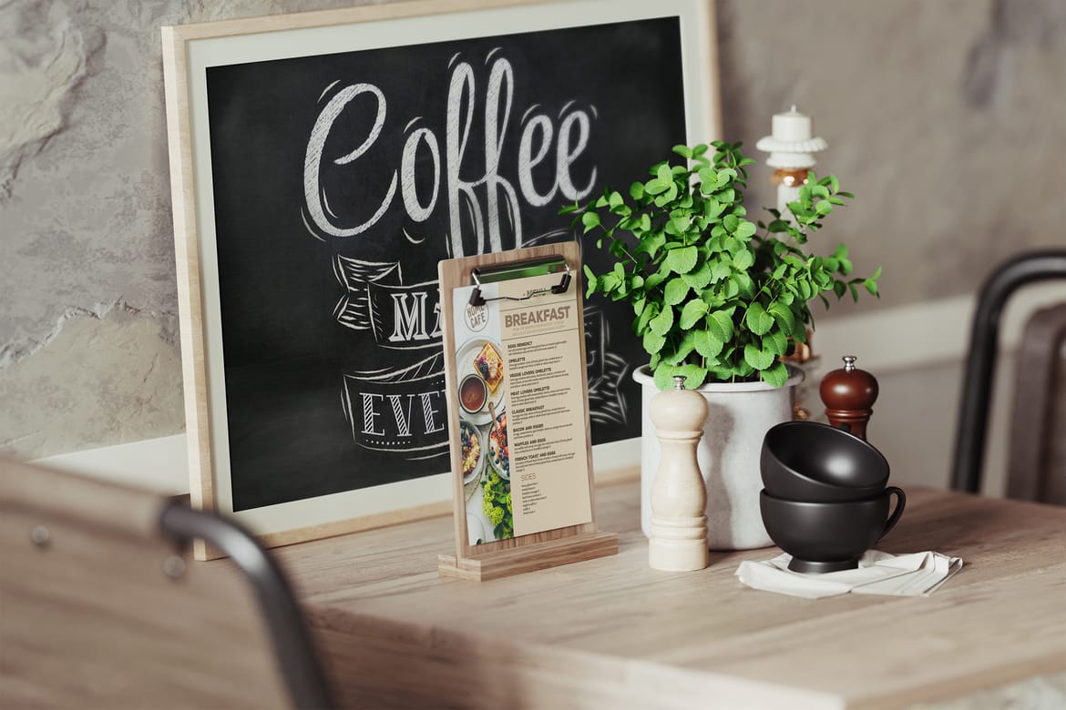 Vintage Cafe Poster Frame Mockup | Premium & Free PSD Mockup Store