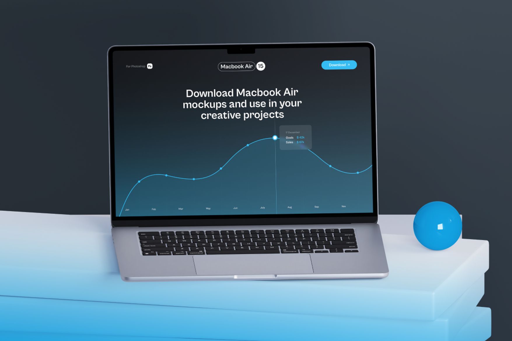 Notsy Macbook Air Mockup 9 | Premium & Free PSD Mockup Store