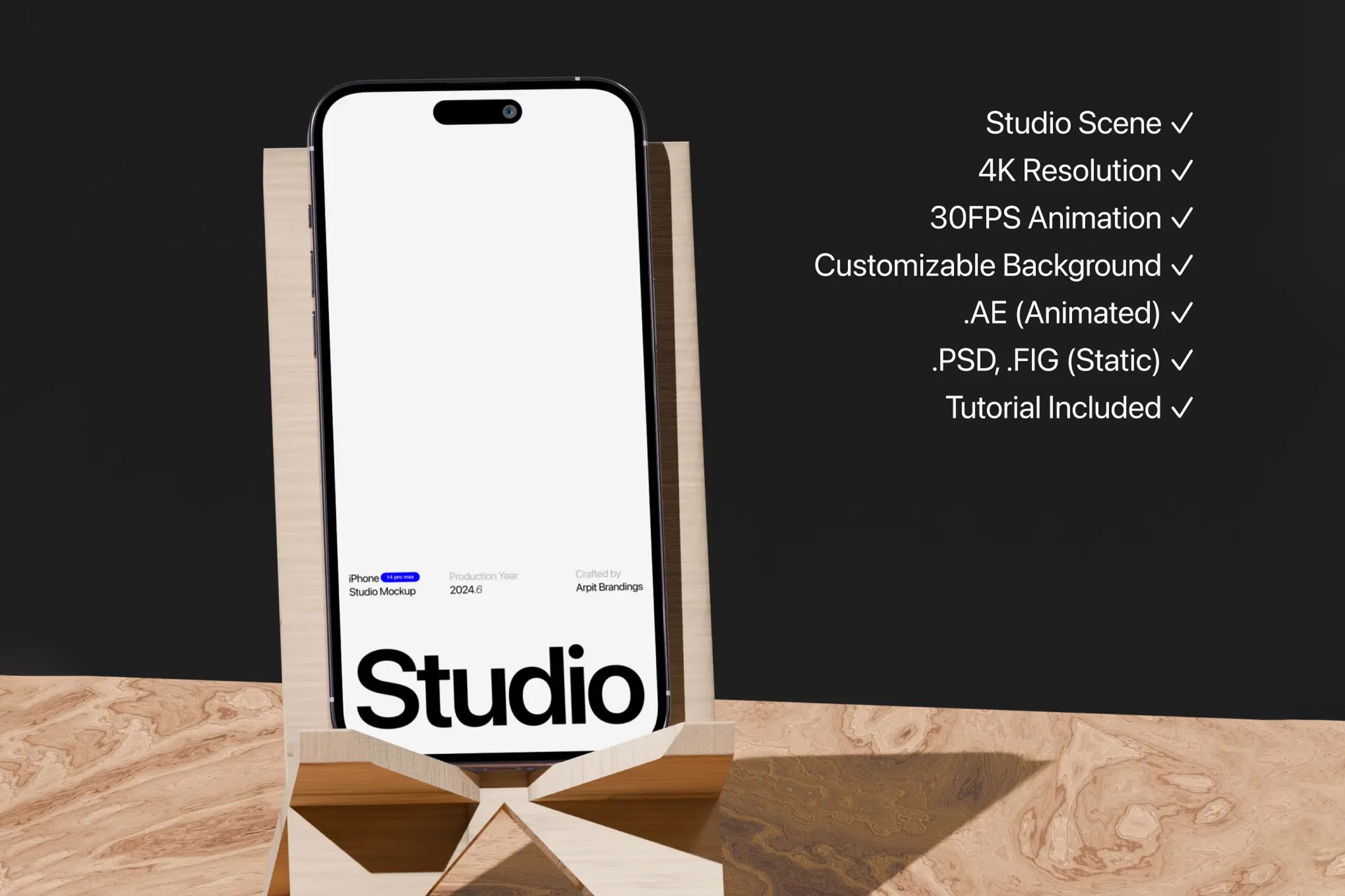 Animated Studio iPhone Mockup | Premium & Free PSD Mockup Store
