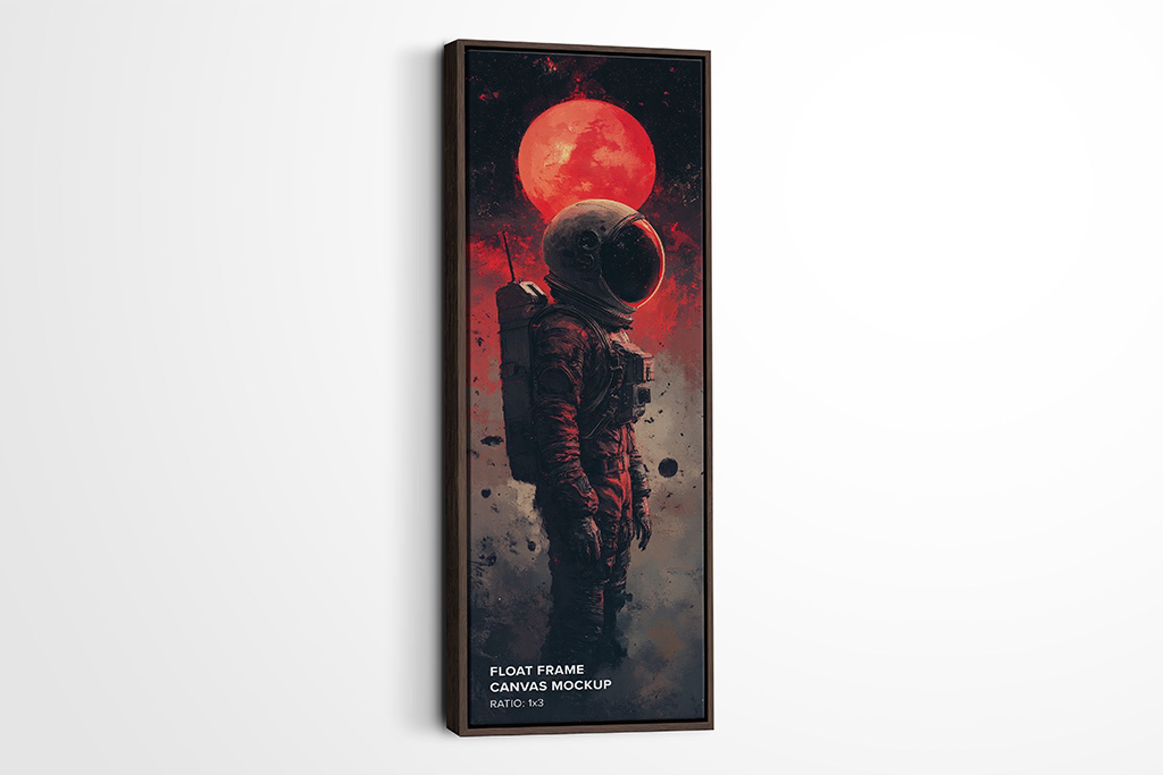 Hanging Portrait Floater Frame Canvas Mockup - Ratio 1x3 | Premium ...