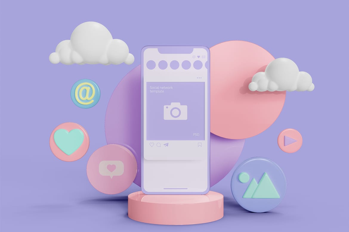 Smartphone Social Network Mockup | Premium & Free PSD Mockup Store