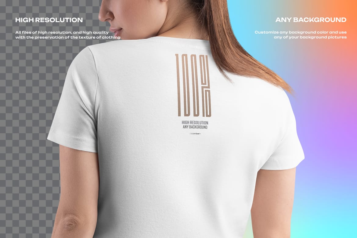 4 Mockup Woman V-Neck T-Shirt with a Chest Pocket | Premium & Free PSD ...