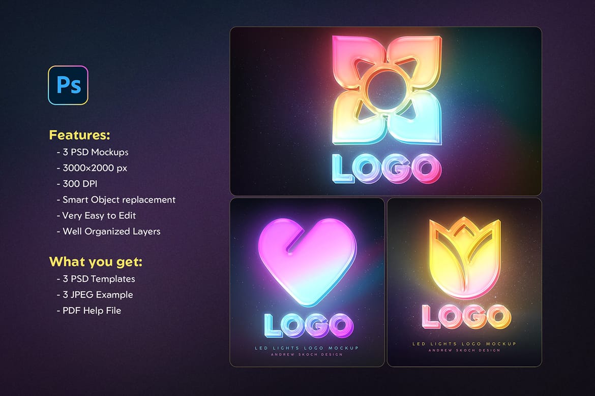 LED Logo Photoshop Mockup | Premium & Free PSD Mockup Store