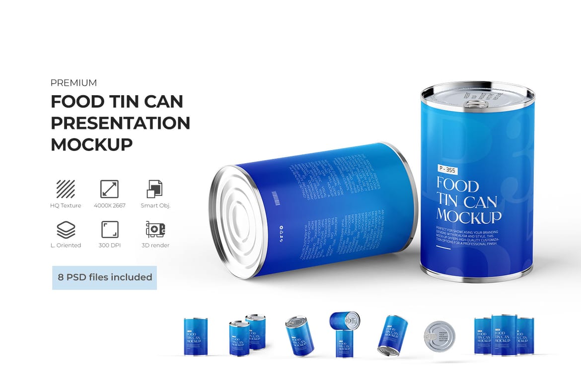 Food Tin Can Presentation Mockup | Premium & Free PSD Mockup Store