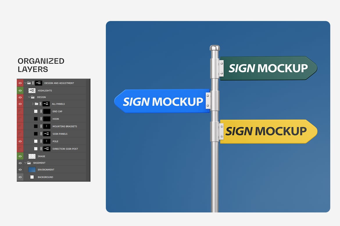 Street Direction Signs Mockup | Premium & Free PSD Mockup Store