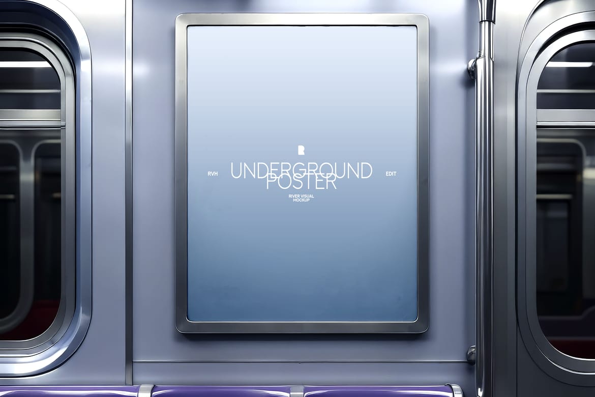 Underground Train Poster Free Mockup | Premium & Free PSD Mockup Store