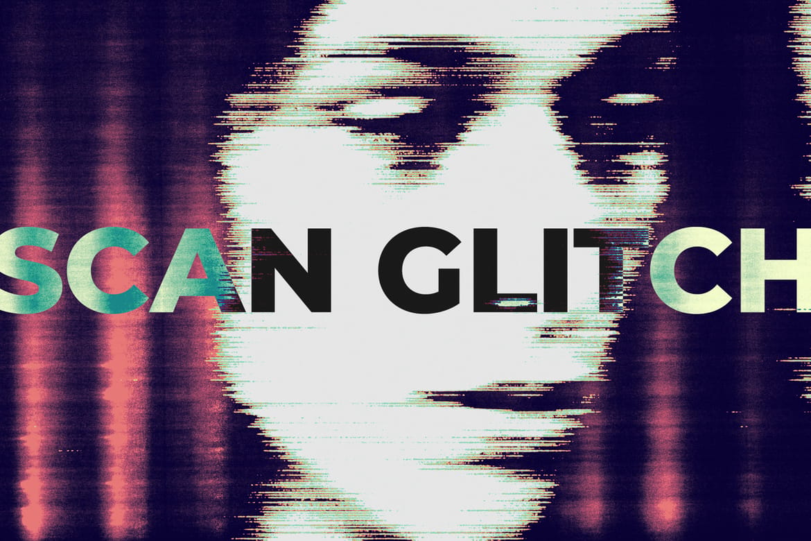 Scanner Glitch Image Effect Mockup | Premium & Free PSD Mockup Store