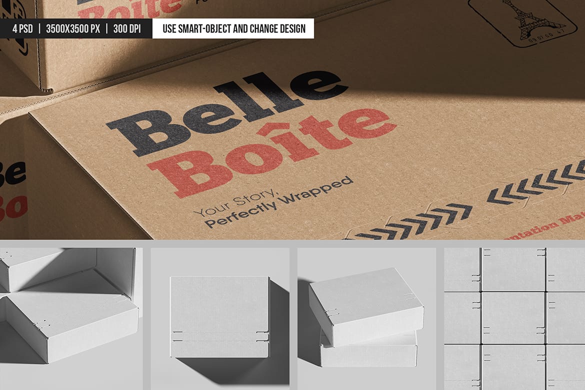 Tear Strip Mailer Kraft Box Mockup | Premium & Free PSD Mockup Store
