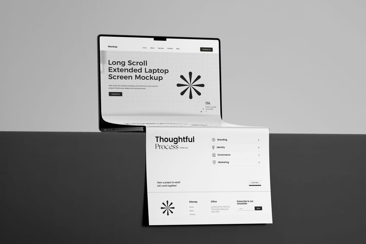 Laptop Long Scroll Screen Mockup | Premium & Free PSD Mockup Store