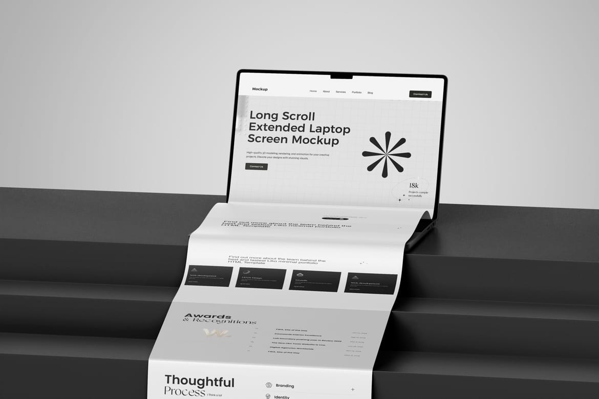 Laptop Long Scroll Screen Mockup | Premium & Free PSD Mockup Store