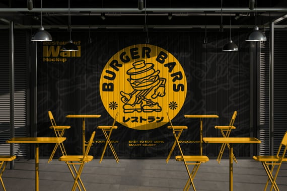 Restaurant Wall Mockup | Premium & Free PSD Mockup Store