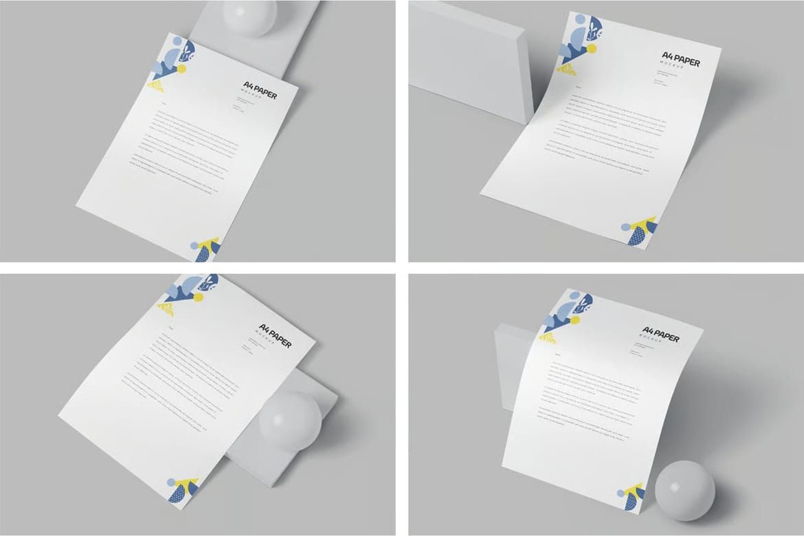 4 A4 Size Paper Mock Ups | Premium & Free PSD Mockup Store