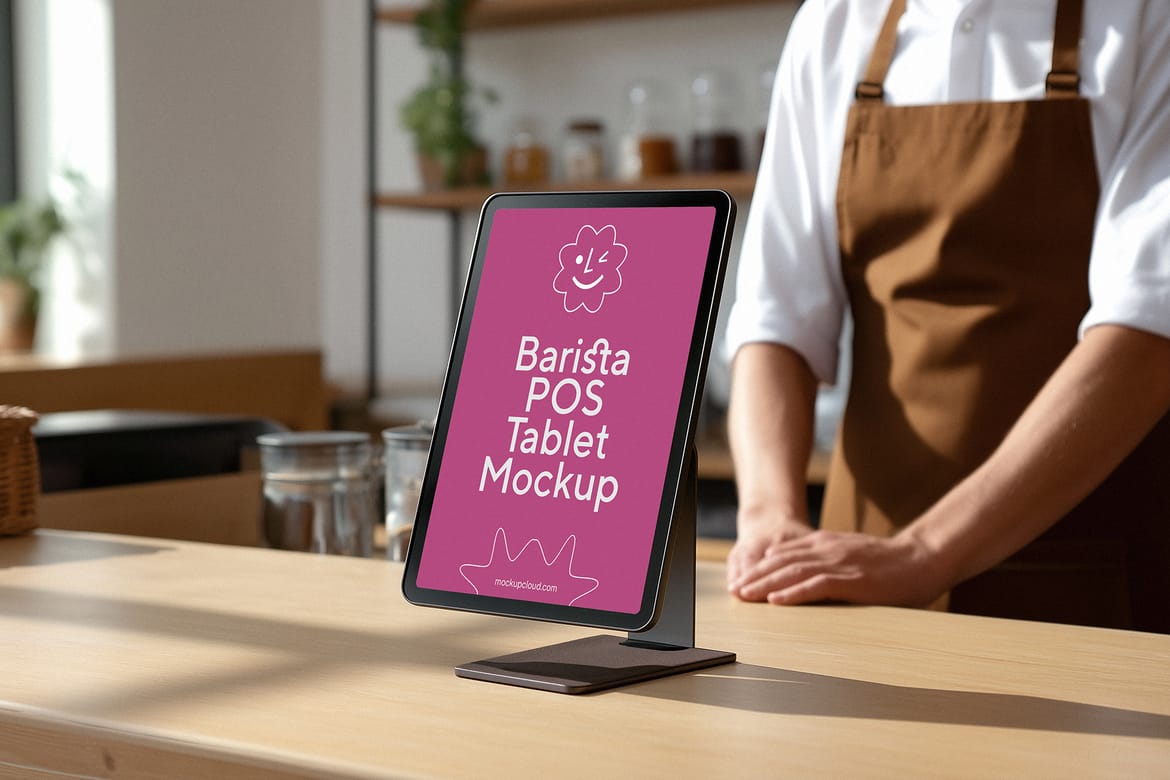 POS Tablet Mockup / Barista Series | Premium & Free PSD Mockup Store