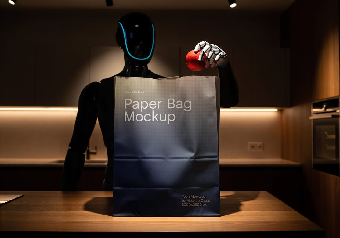Paper Bag Robot Mockup / EON Series | Premium & Free PSD Mockup Store