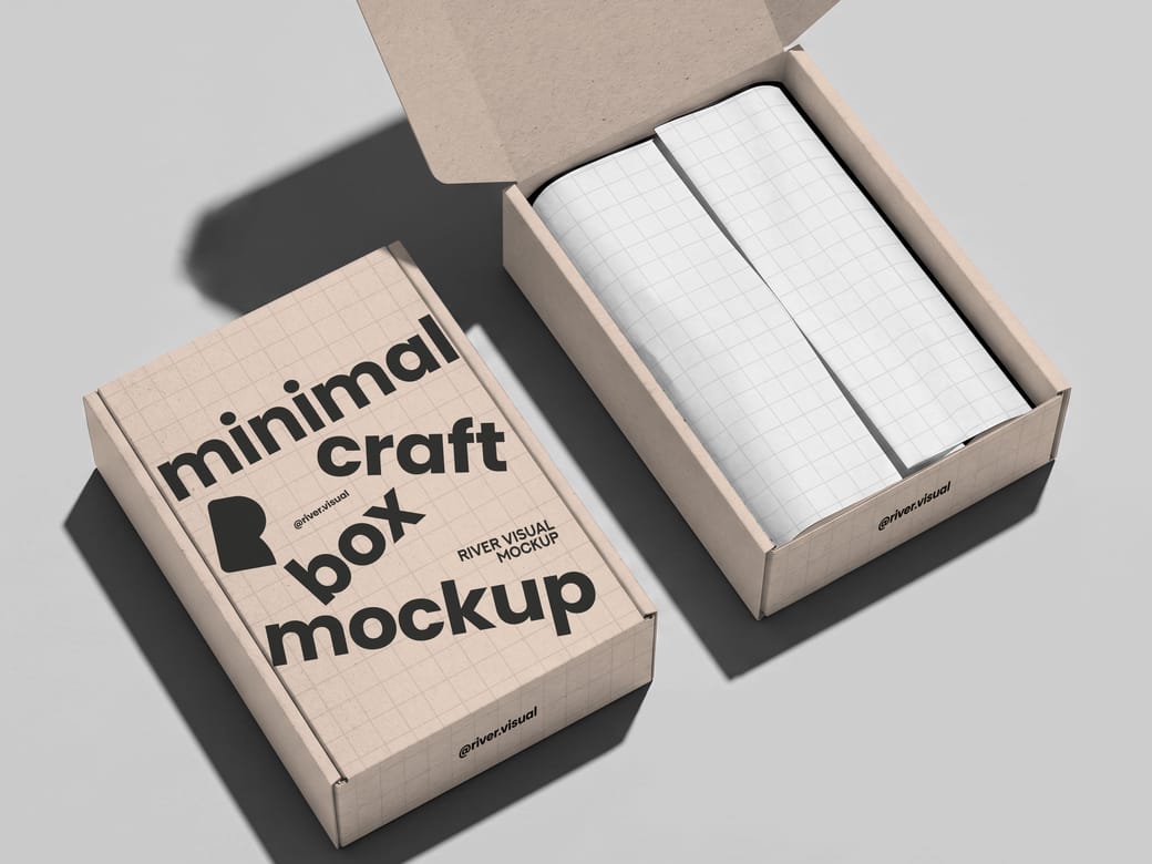Minimal Kraft Box Free Mockup | Premium & Free PSD Mockup Store