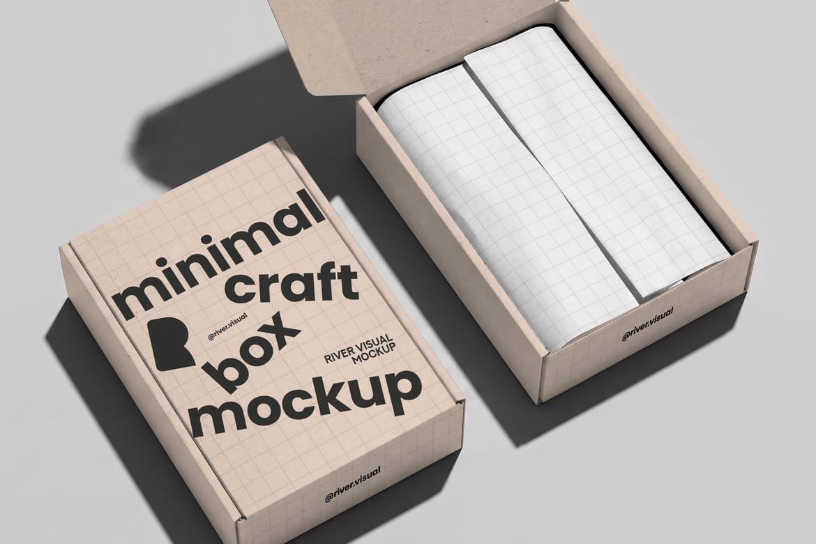 Minimal Kraft Box Free Mockup | Premium & Free PSD Mockup Store